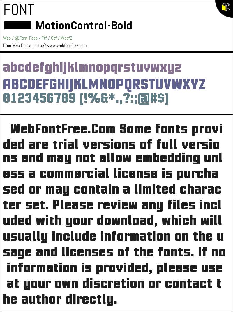 Motion Control Fonts Downloads - WebFontFree.Com