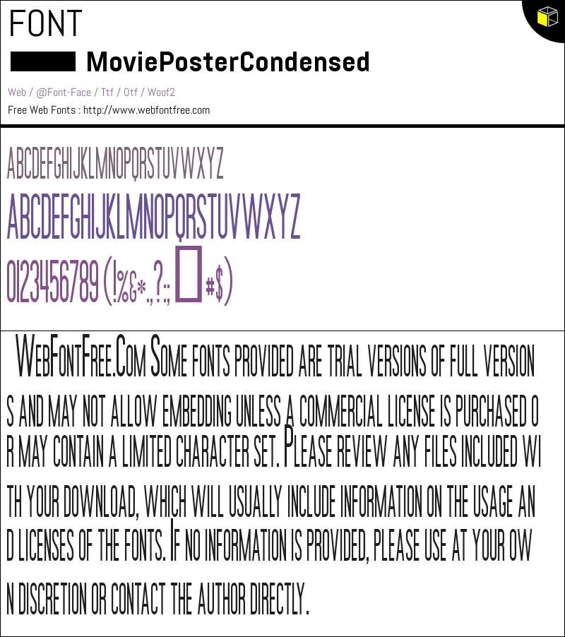 Movie Poster Condensed Fonts Downloads - WebFontFree.Com