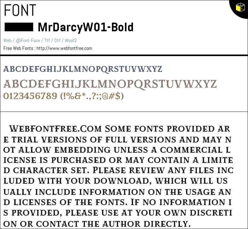 Mr Darcy W01 Bold Fonts Downloads - WebFontFree.Com
