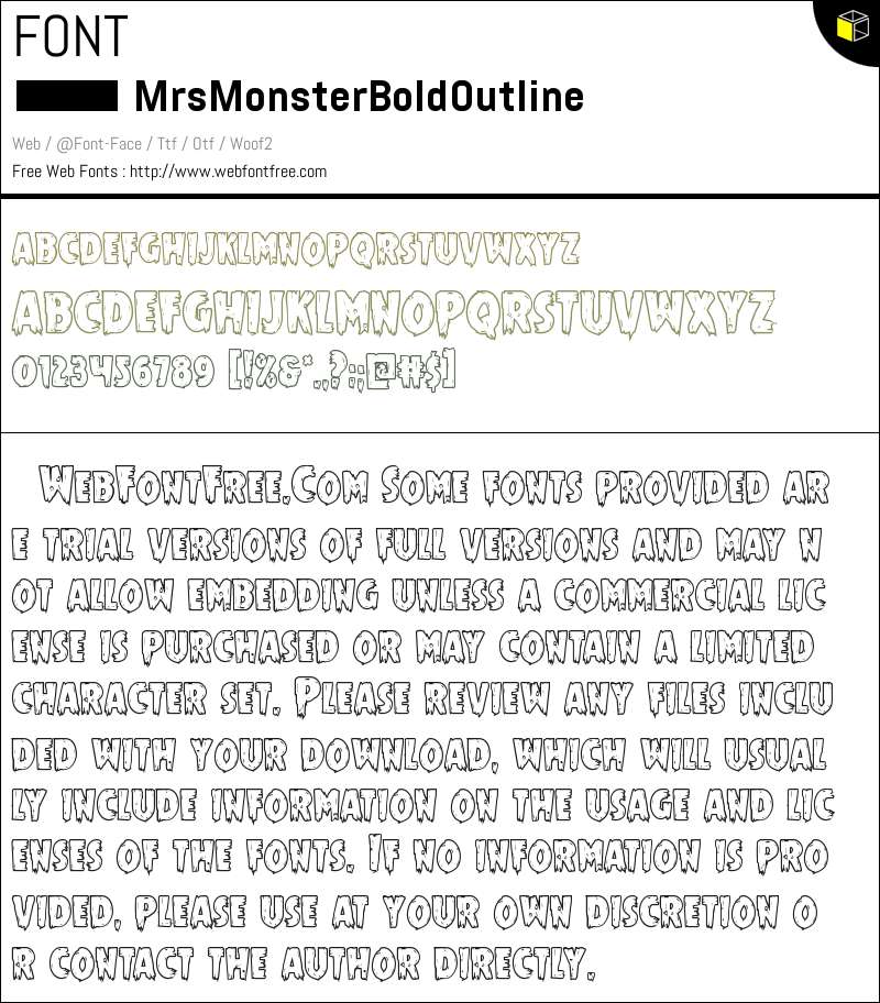Mrs. Monster Bold Outline Fonts Downloads - WebFontFree.Com