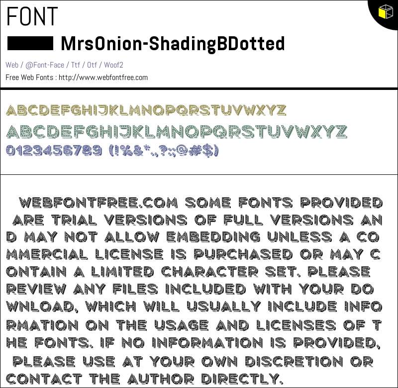 Mrs Onion Shading B Dotted Fonts Downloads - WebFontFree.Com