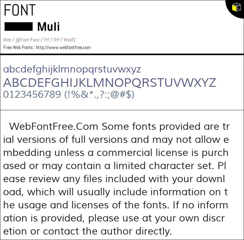 Muli 字体 下载 - WebFontFree.Com