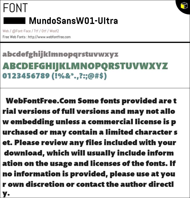Mundo Sans W01 Ultra Fonts Downloads - WebFontFree.Com