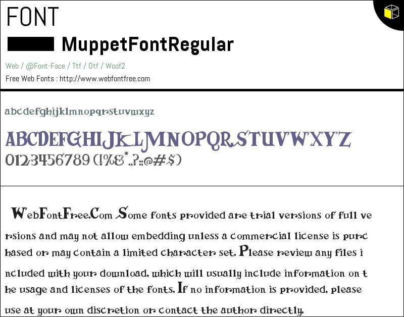 Muppet Font Fonts Downloads - WebFontFree.Com