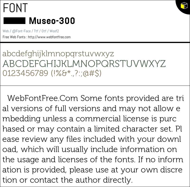 Museo-300 Fonts Downloads - WebFontFree.Com