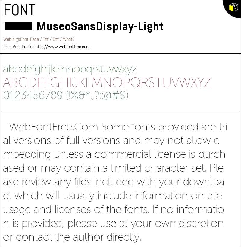 MuseoSansDisplay-Light Fonts Downloads - WebFontFree.Com