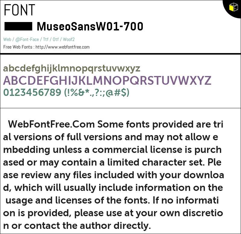 Museo Sans W01 700 Fonts Downloads - WebFontFree.Com