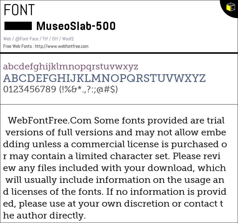 Museo Slab 500 Fonts Downloads - WebFontFree.Com