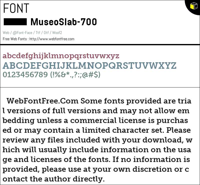 Museo Slab 700 Fonts Downloads - WebFontFree.Com