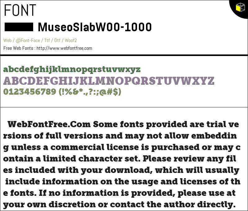 Museo Slab W00 1000 字体 下载 - WebFontFree.Com
