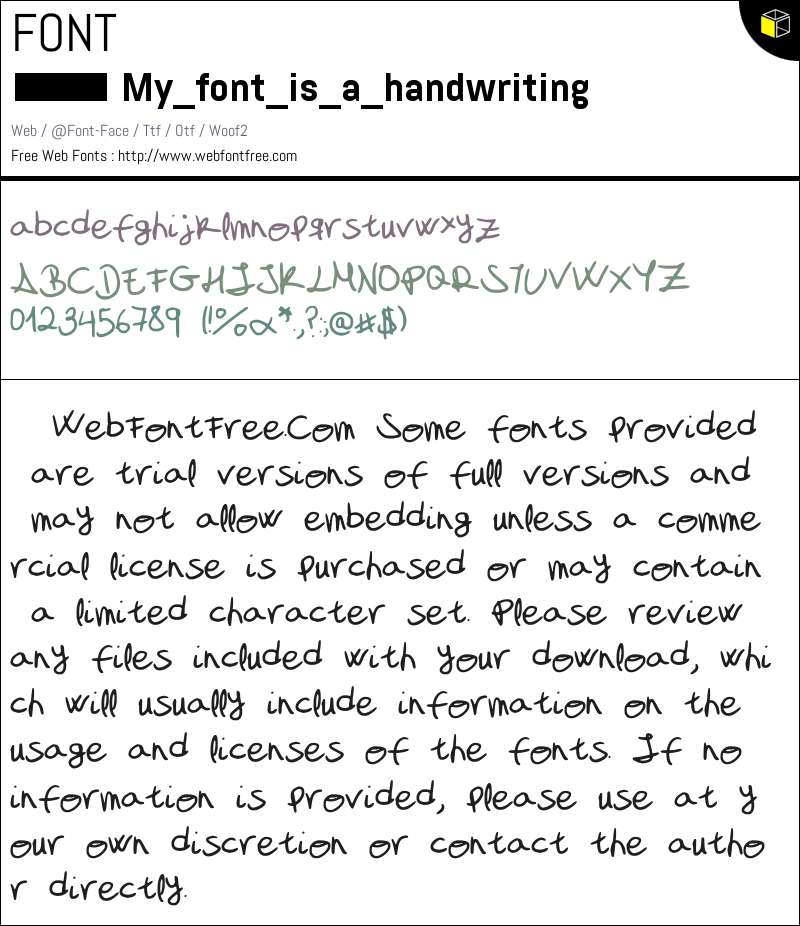My_font_is_a_handwriting Fonts Downloads - WebFontFree.Com