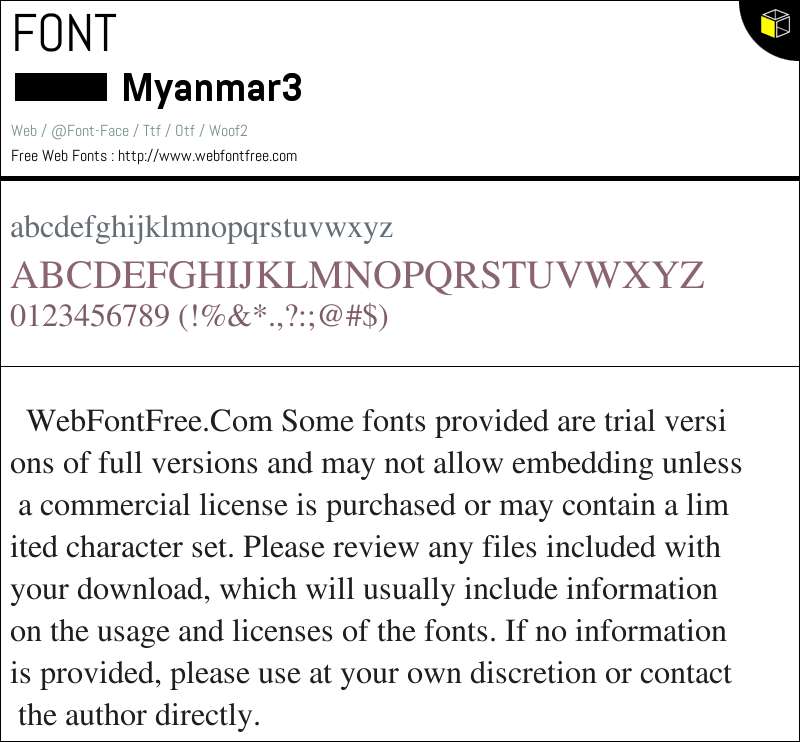 Myanmar3 字体 下载 - WebFontFree.Com