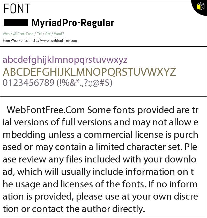 MyriadPro-Regular 字体 下载 - WebFontFree.Com