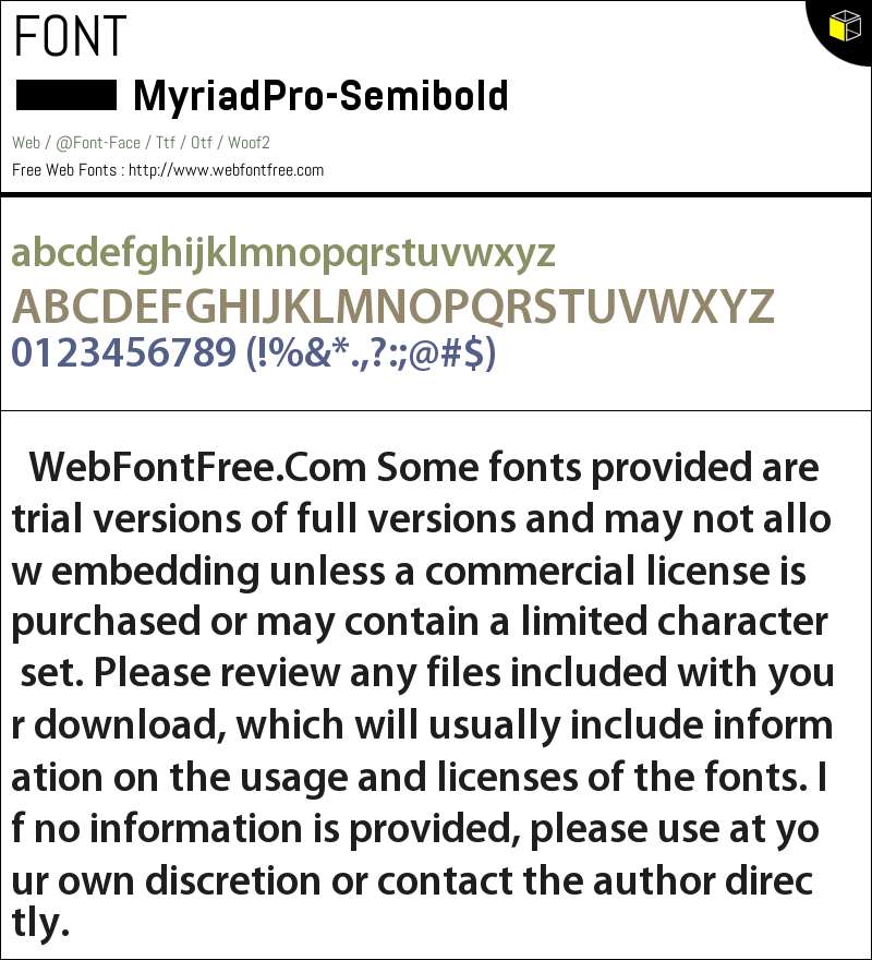 MyriadPro-Semibold 字体 下载 - WebFontFree.Com