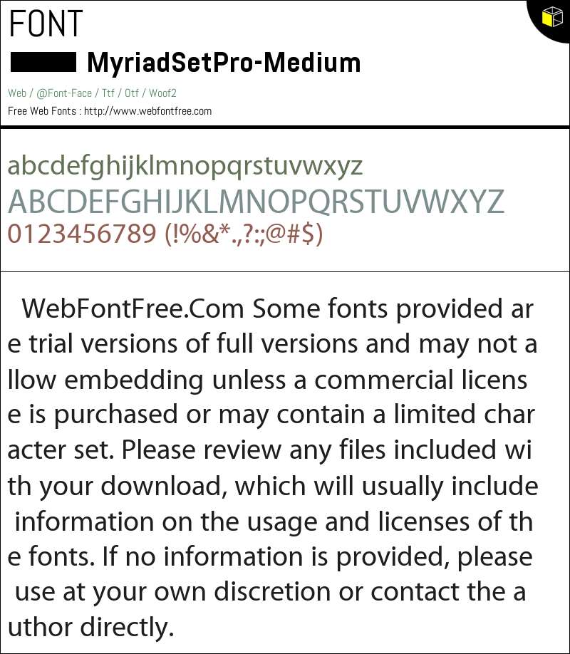 Myriad Set Pro Medium 字体 下载 - WebFontFree.Com