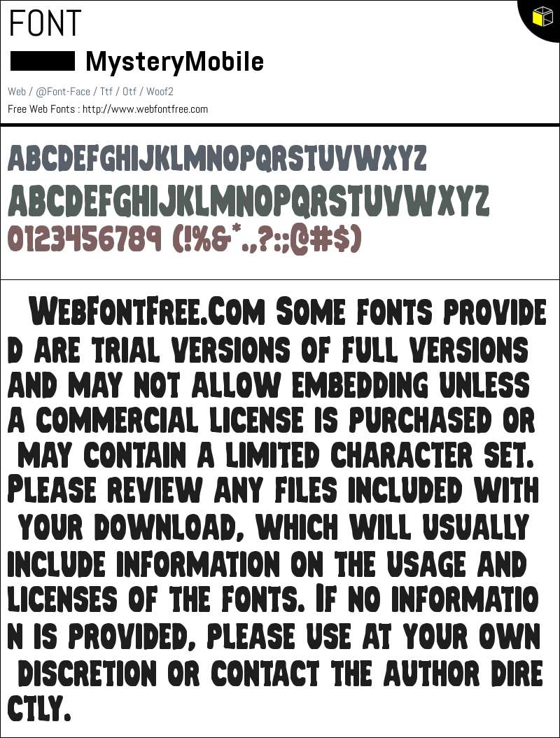 Mystery Mobile Fonts Downloads - WebFontFree.Com