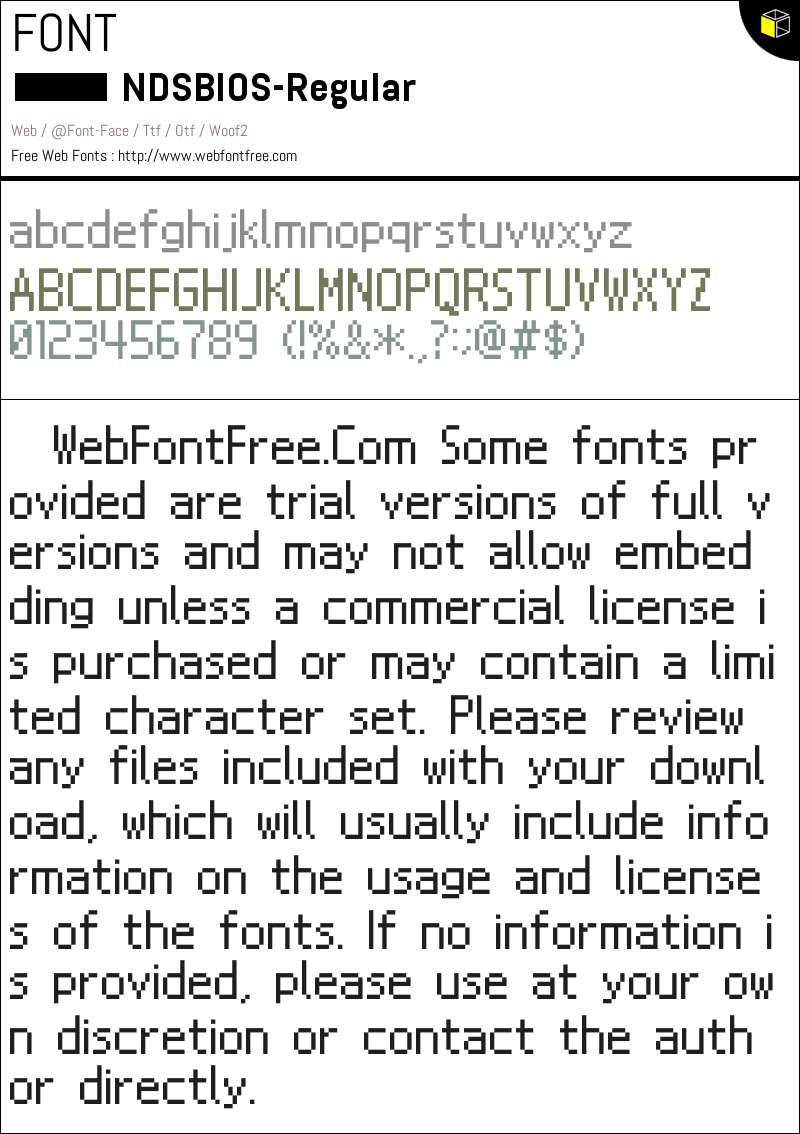 NDS BIOS Fonts Downloads - WebFontFree.Com