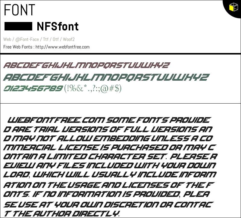 NFS font Fonts Downloads - WebFontFree.Com