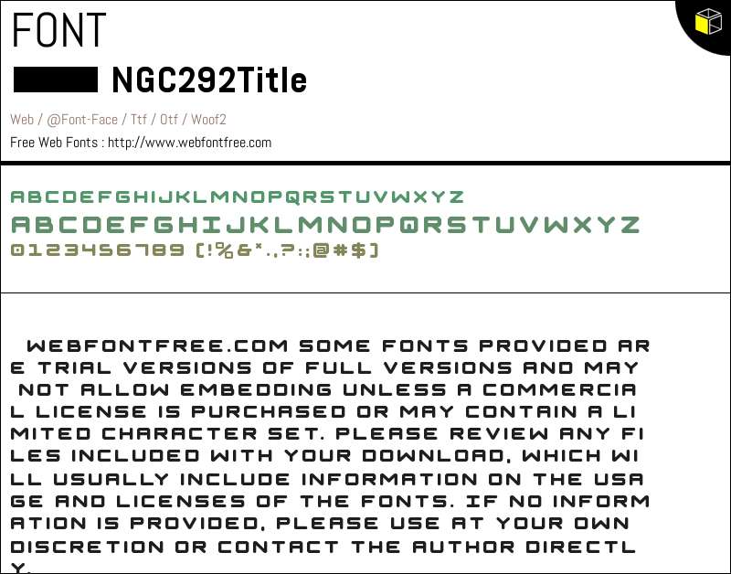 NGC 292 Title Fonts Downloads - WebFontFree.Com