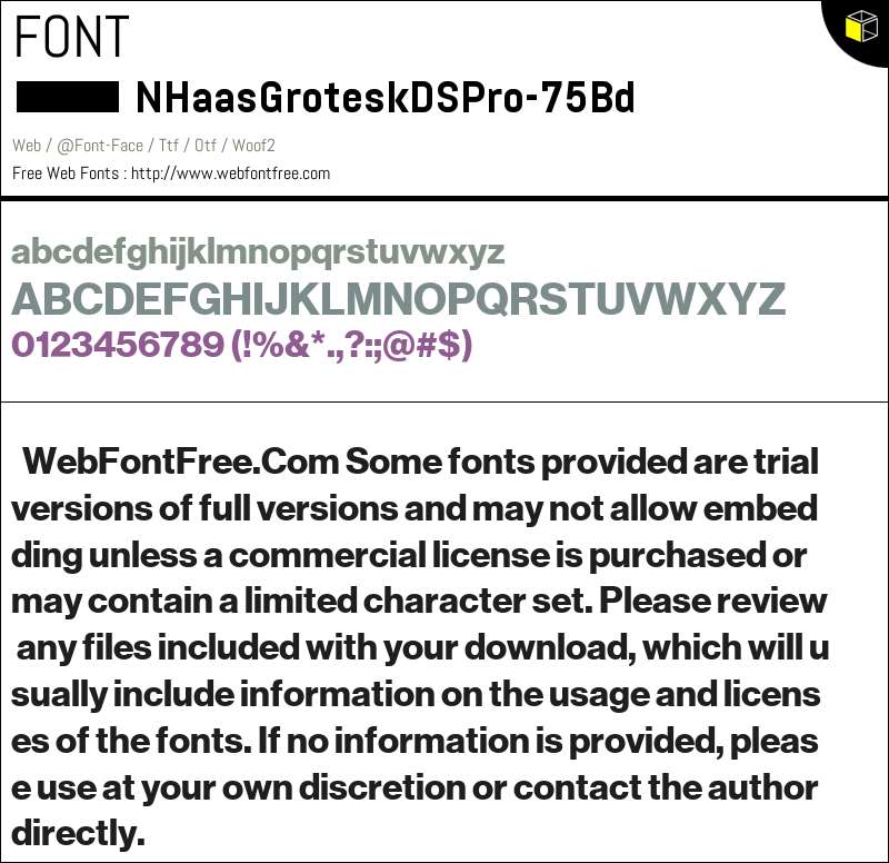 Neue Haas Grotesk Display Pro 75 Bold Fonts Downloads - WebFontFree.Com