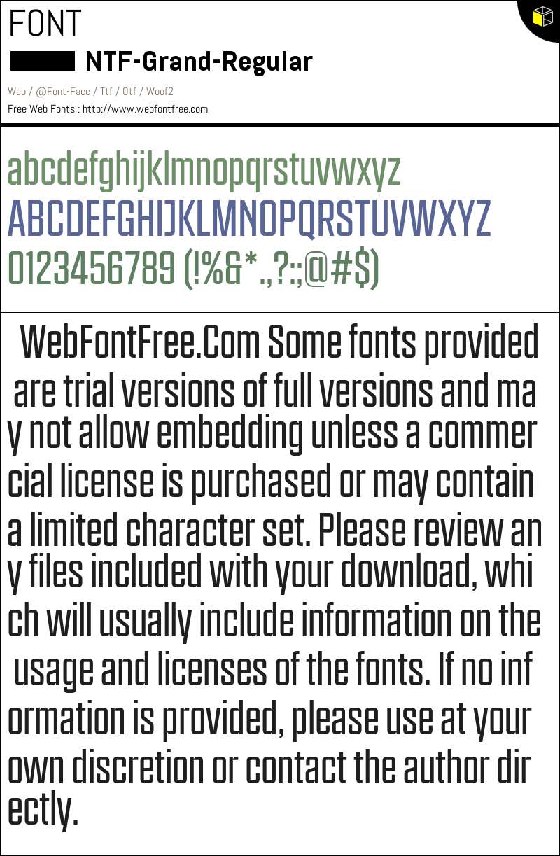 NTF-Grand Regular Fonts Downloads - WebFontFree.Com
