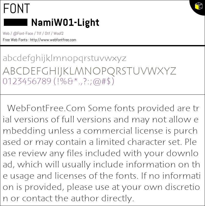 Nami W01 Light Fonts Downloads - WebFontFree.Com