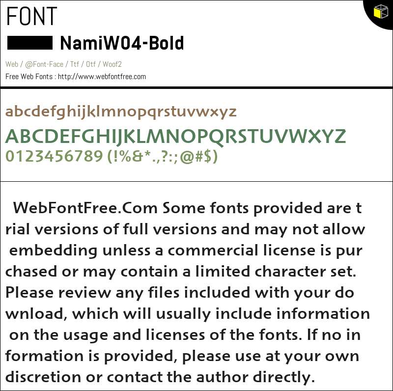 Nami W04 Bold Fonts Downloads - WebFontFree.Com