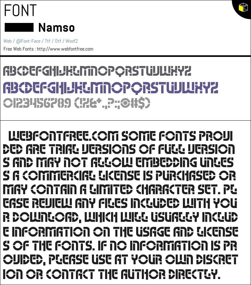 Namso Fonts Downloads - WebFontFree.Com