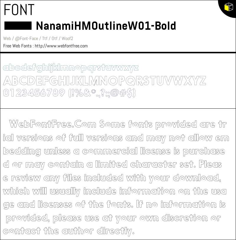 Nanami HM Outline W01 Bold Fonts Downloads - WebFontFree.Com
