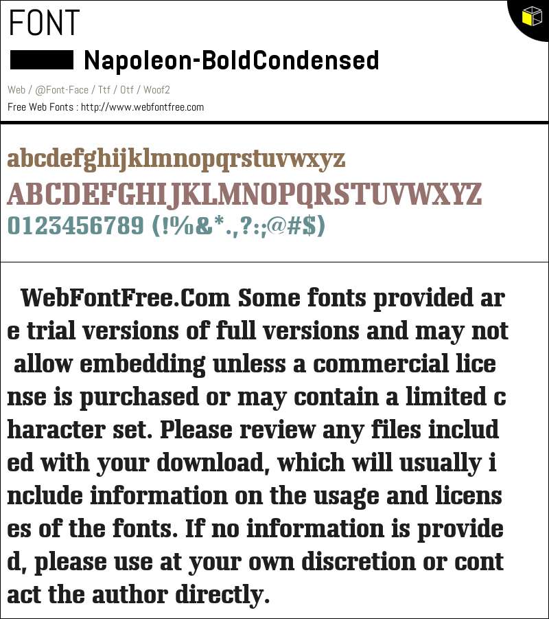 Napoleon Bold Condensed Fuentes Descargar - WebFontFree.Com