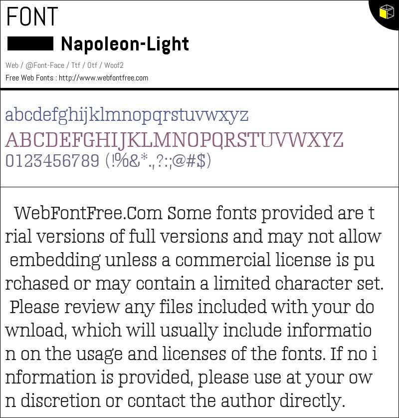 Napoleon Light Fonts Downloads - WebFontFree.Com