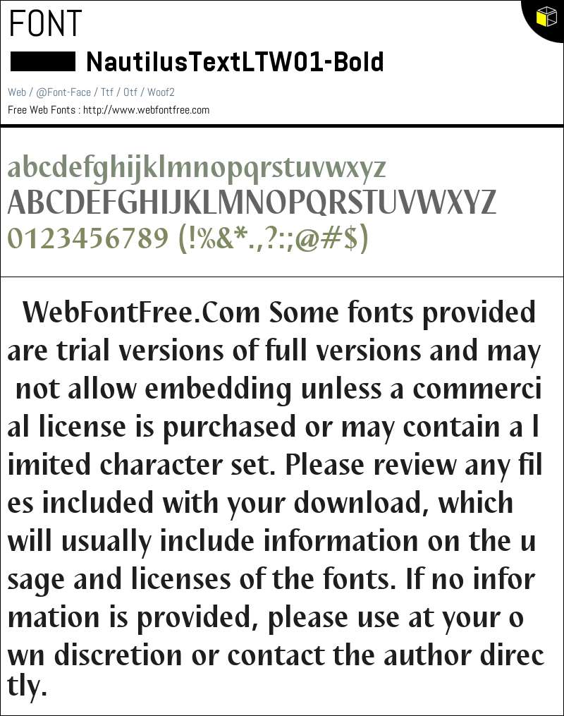Nautilus Text LT W01 Bold Fonts Downloads - WebFontFree.Com