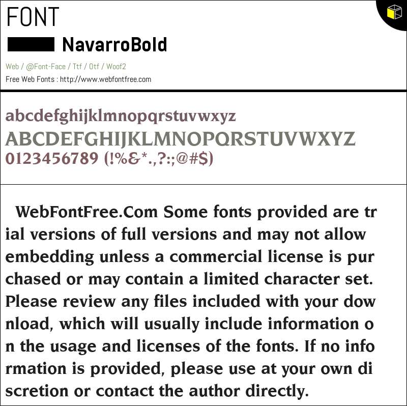 Navarro-Bold Fonts Downloads - WebFontFree.Com