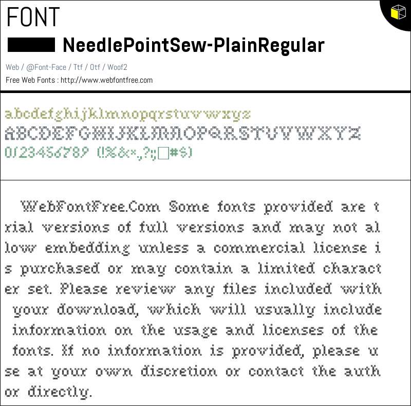 NeedlePointSew-Plain Regular Fonts Downloads - WebFontFree.Com