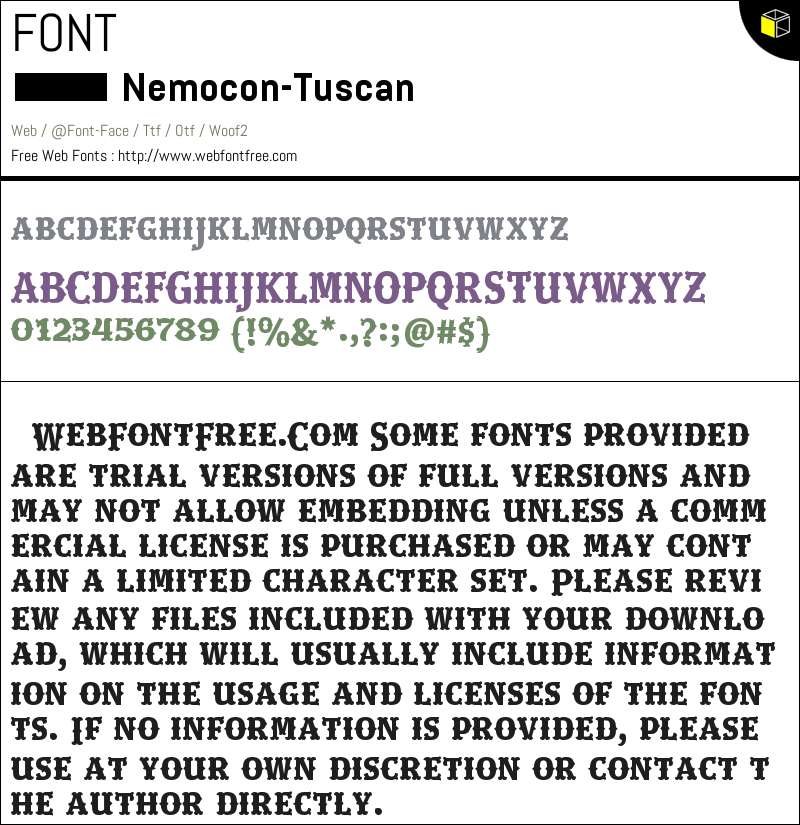 Nemocon-Tuscan Fonts Downloads - WebFontFree.Com