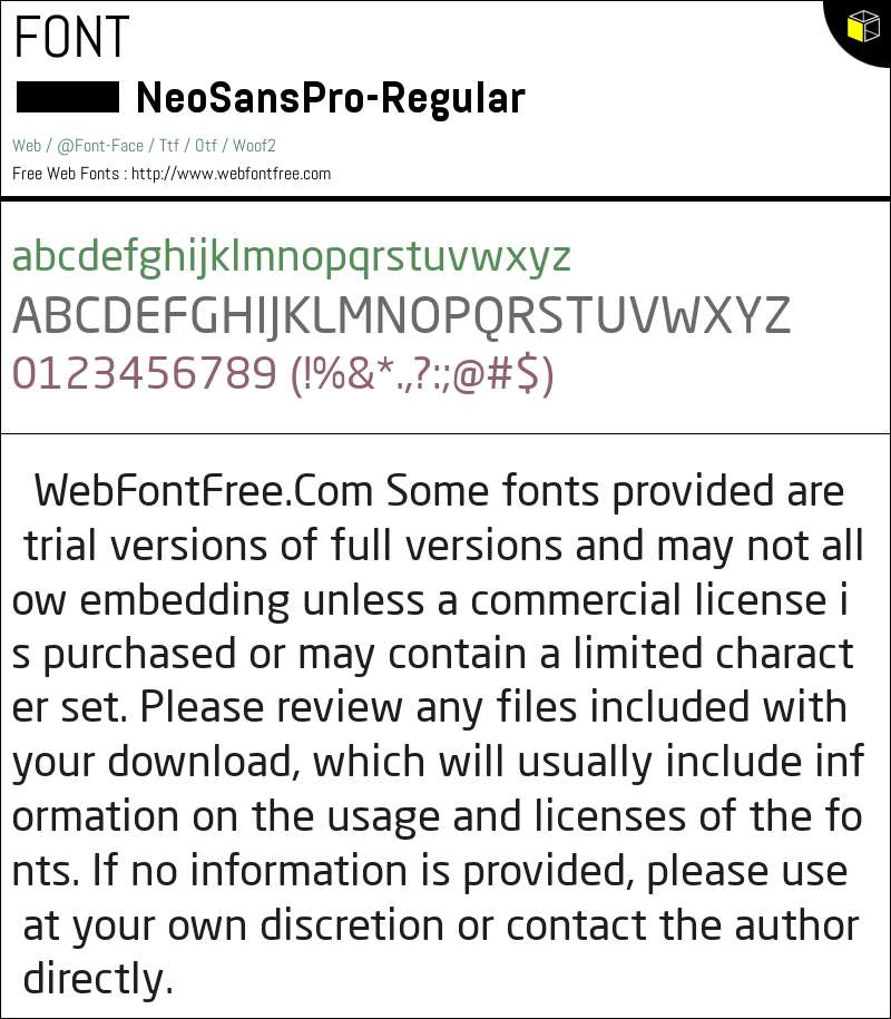 Neo Sans Pro 字体 下载 - WebFontFree.Com