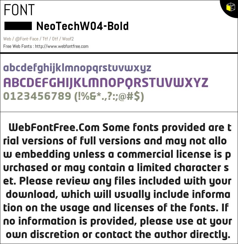 Neo Tech W04 Bold Fonts Downloads - WebFontFree.Com