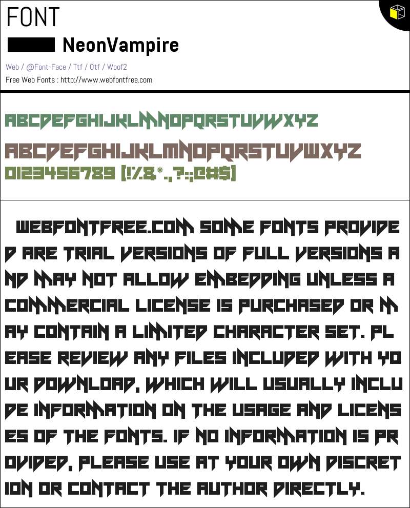Neon Vampire Fonts Downloads - WebFontFree.Com