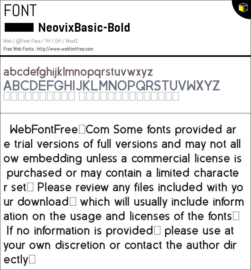 Neovix Basic Bold Fonts Downloads - WebFontFree.Com