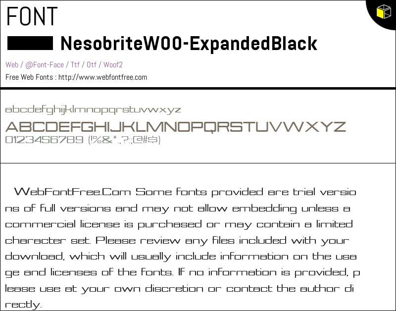 Nesobrite W00 Expanded Black Fonts Downloads - WebFontFree.Com