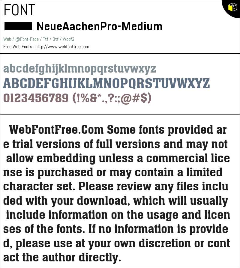 Neue Aachen Pro Medium Fonts Downloads - WebFontFree.Com