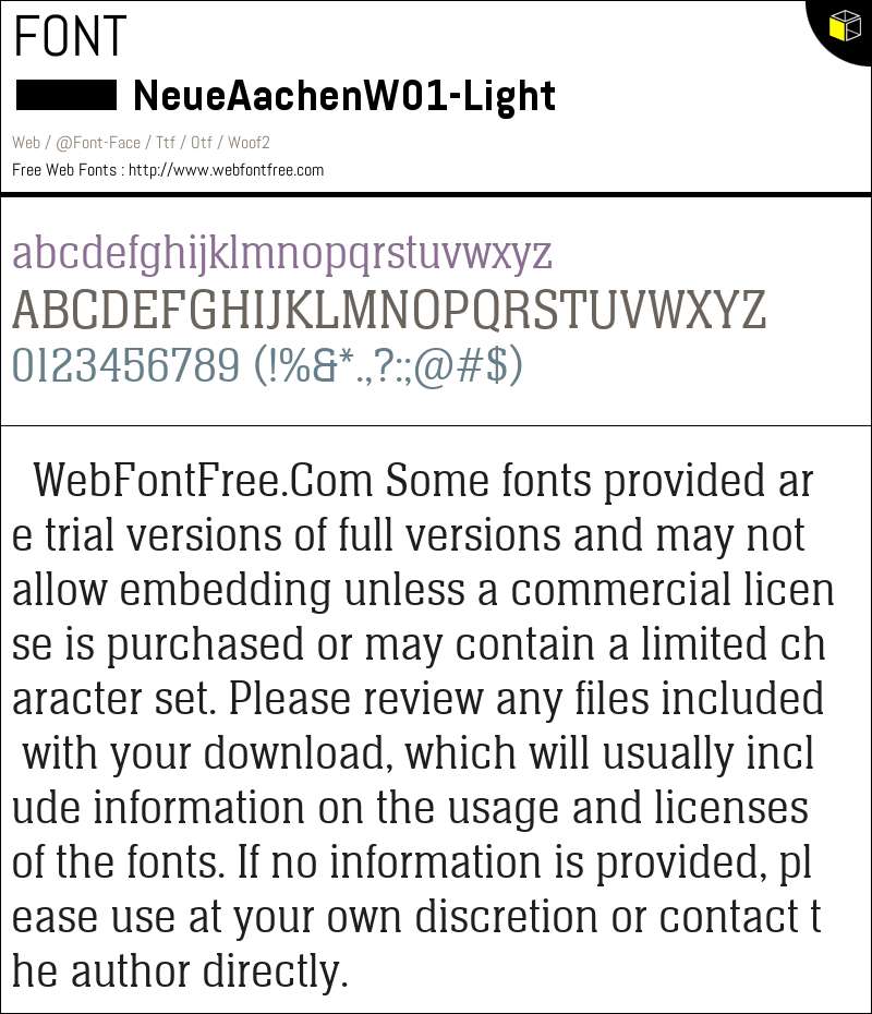 Neue Aachen W01 Light Fonts Downloads - WebFontFree.Com