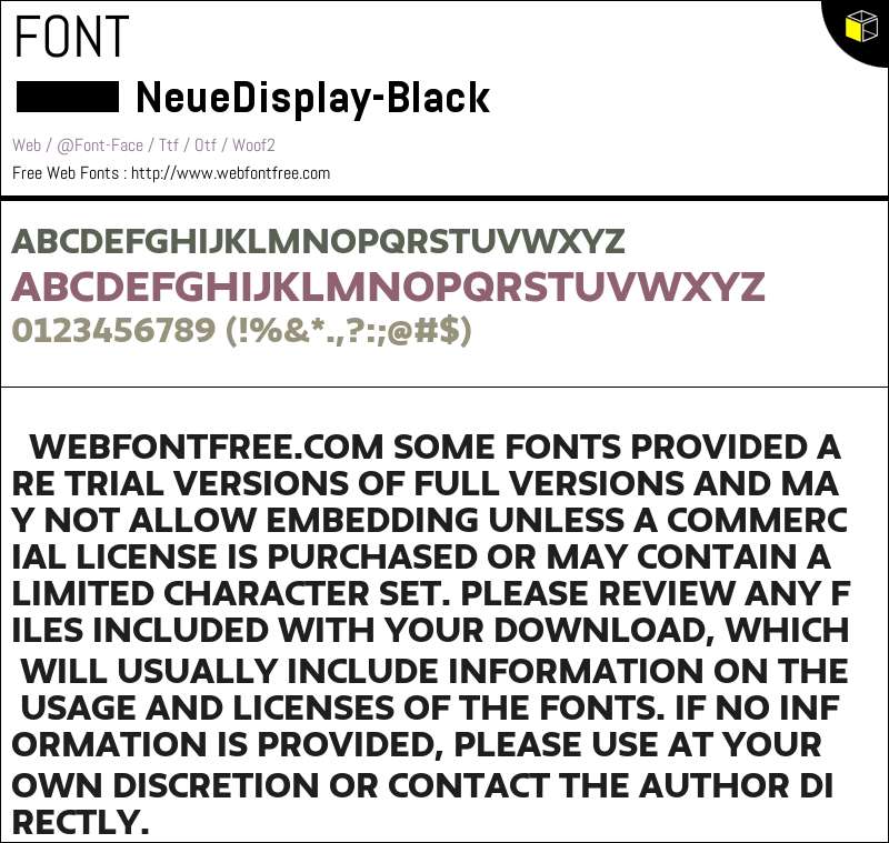 Neue Display Black Fonts Downloads - WebFontFree.Com