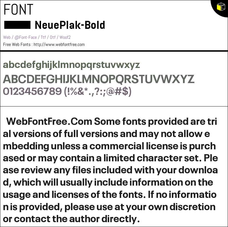Neue Plak W05 Bold Fonts Downloads - WebFontFree.Com