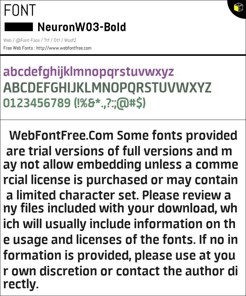 Neuron W03 Bold Fonts Downloads - WebFontFree.Com