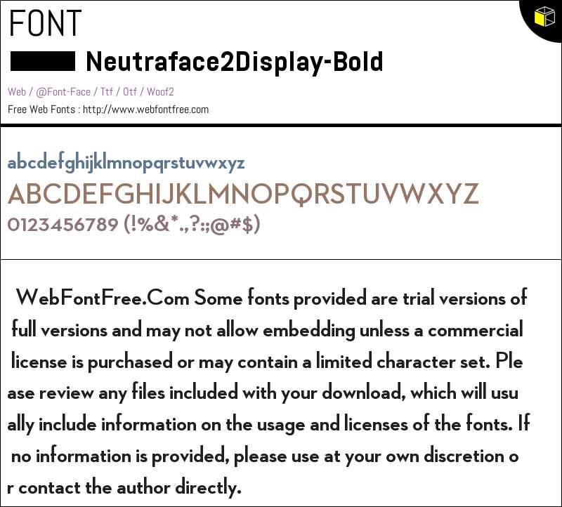 Neutraface 2 Display Bold 字体 下载 - WebFontFree.Com