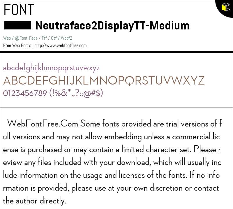 Neutraface2DisplayTT Medium Fonts Downloads - WebFontFree.Com
