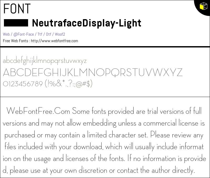 Neutraface Display Light Fonts Downloads - WebFontFree.Com