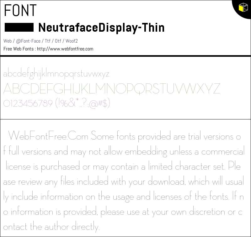 Neutraface Display Thin Fonts Downloads - WebFontFree.Com