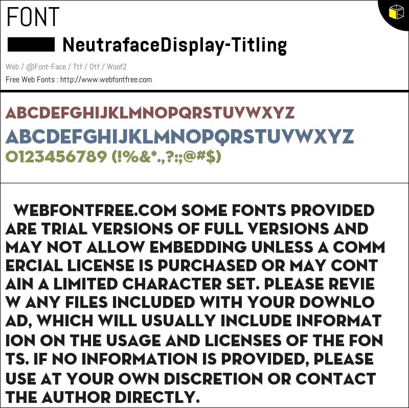 Neutraface Display Titling Fonts Downloads - WebFontFree.Com